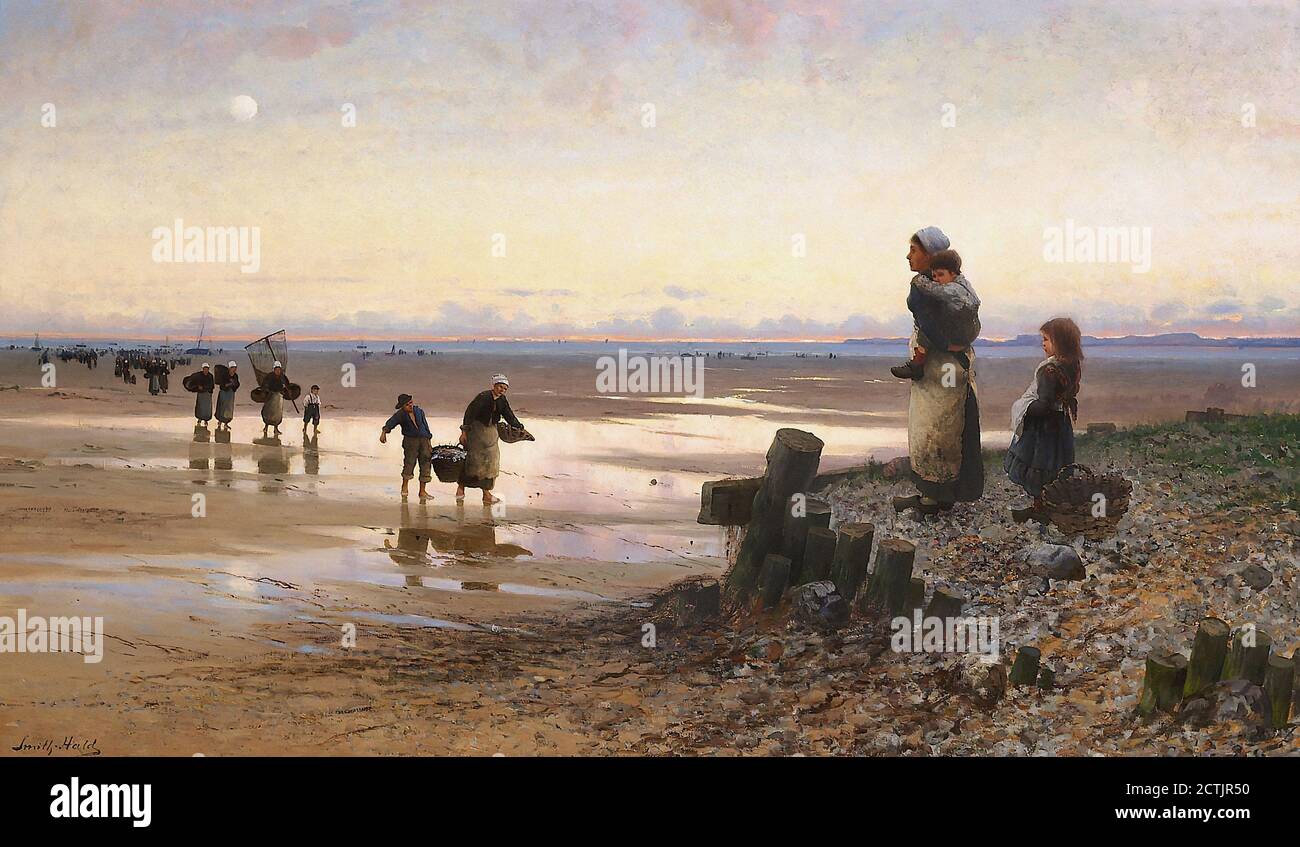 Smith Hald Frithjof - Early Morning with Shellfish Collectors on a ...