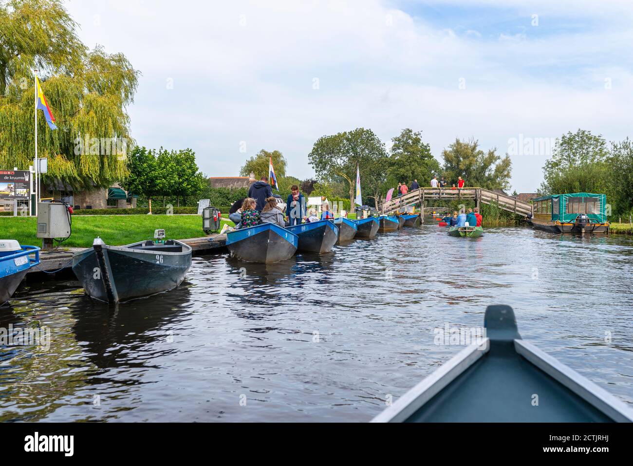 Giethoorn, Netherlands - 13 September 2020. View from the boat of ...