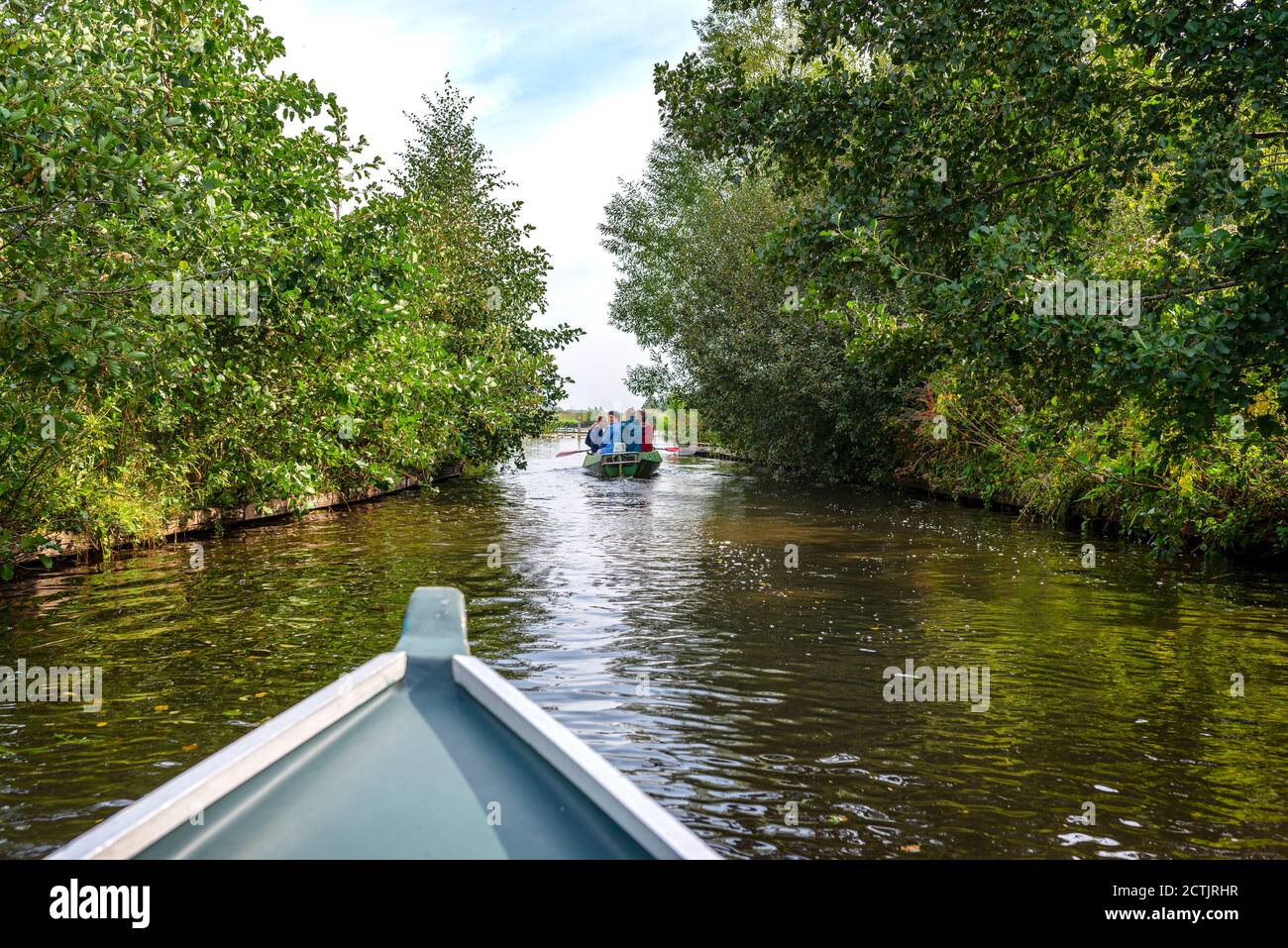 Giethoorn, Netherlands - 13 September 2020. View from the boat of ...