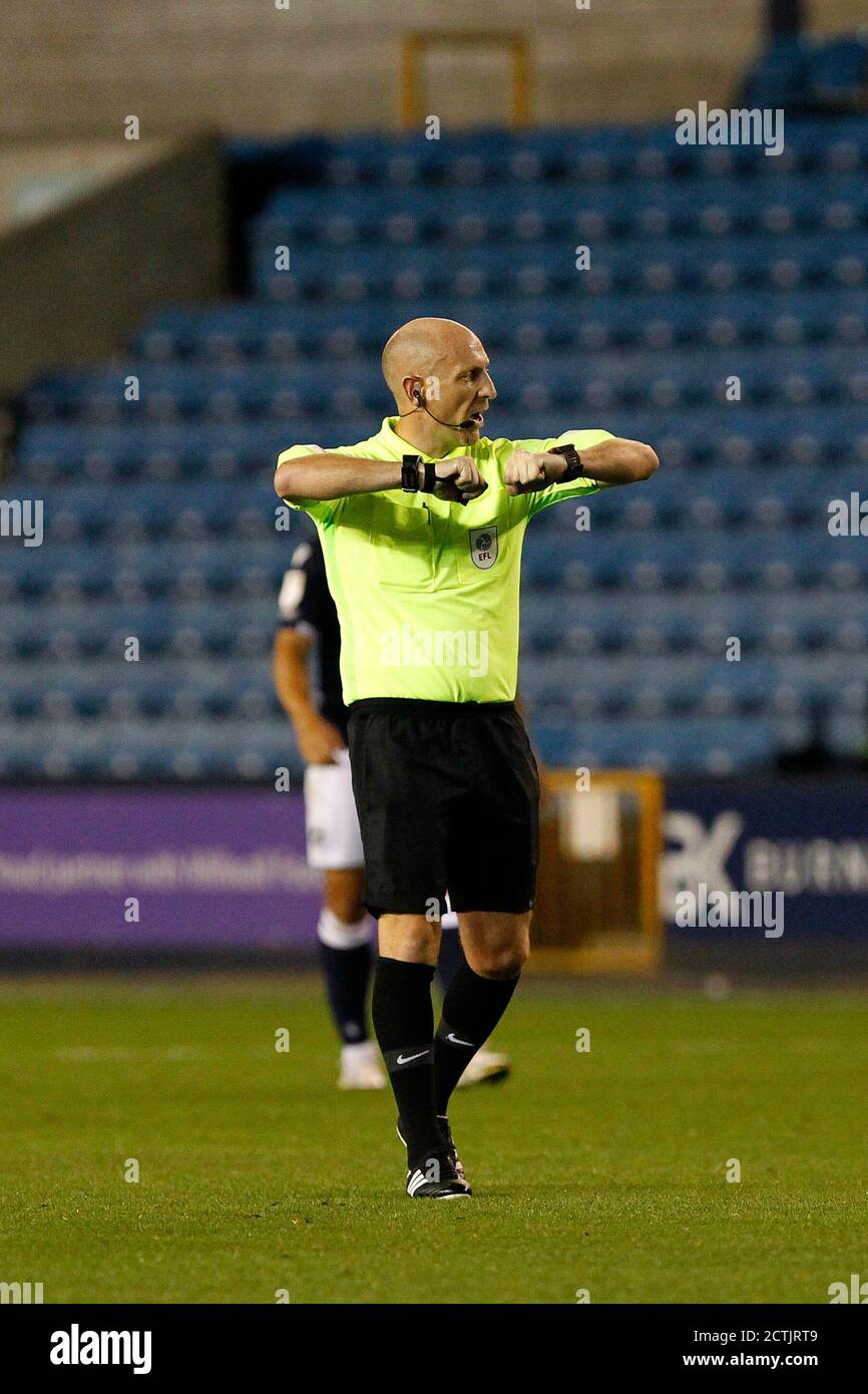 London, UK. 23rd Sep, 2020. Referee, Andy Davies during the Carabao Cup ...