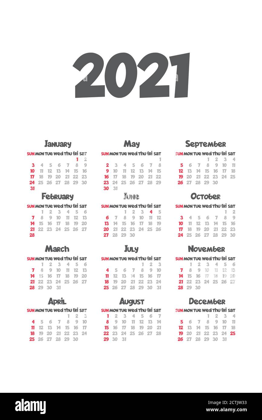2021 usa year calendar template hi-res stock photography and images - Alamy