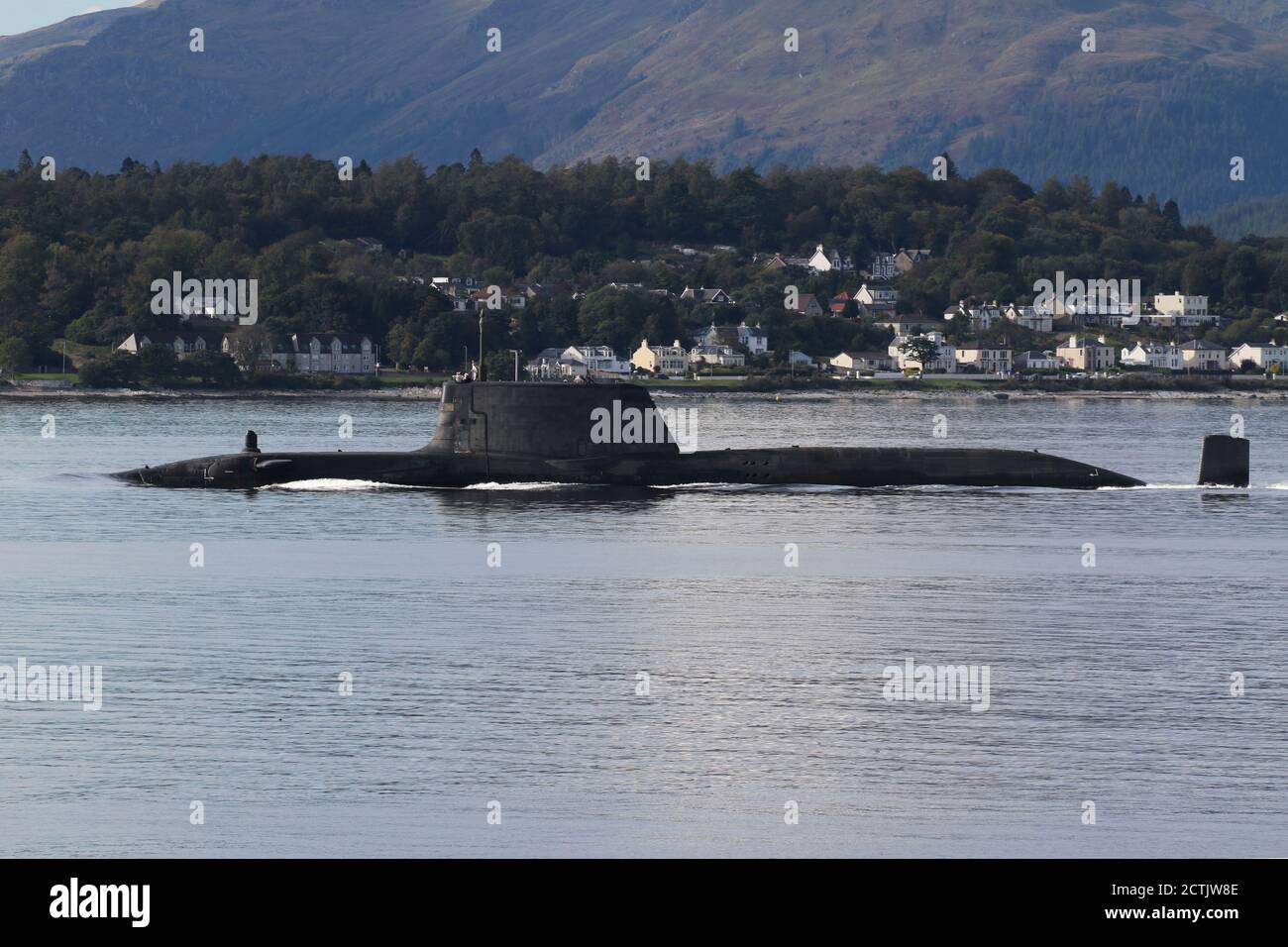 An Astute-class submarine operated by the Royal Navy, heading down the ...
