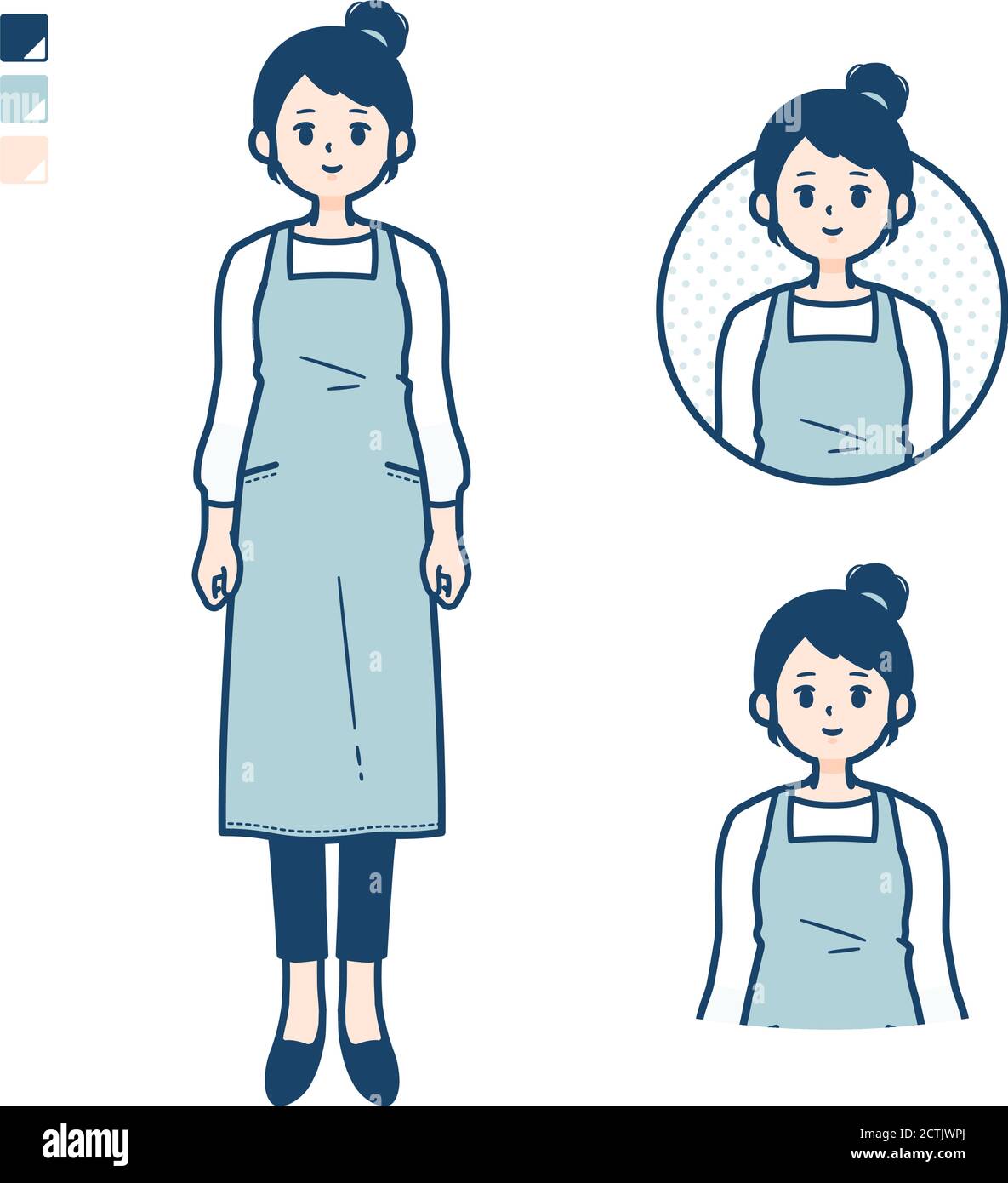A woman in a apron with Smiling images. It's vector art so it's easy to ...