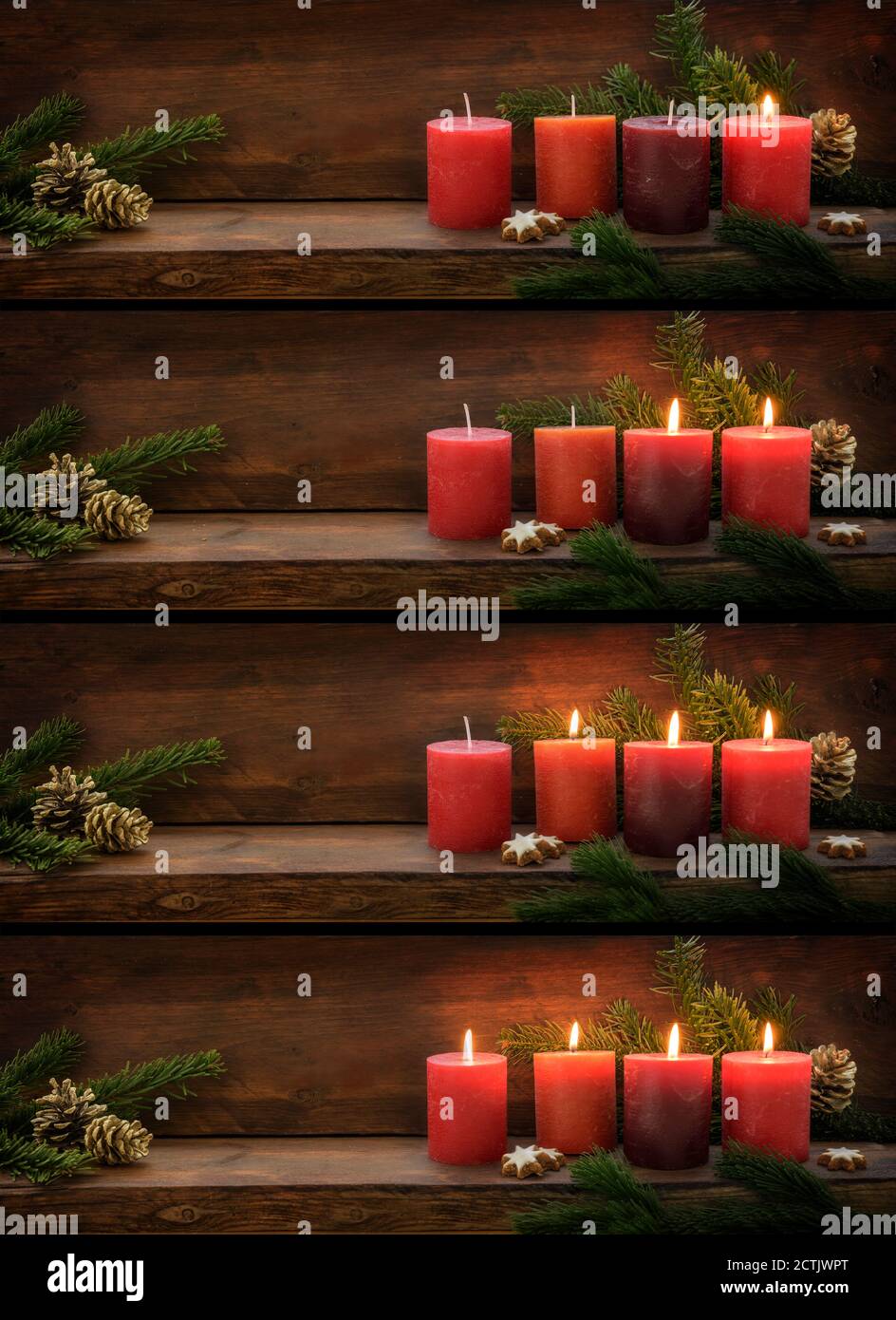 One golden burning advent candle hi-res stock photography and images ...