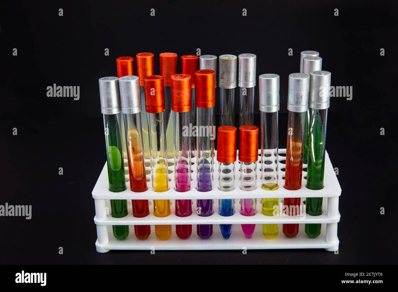 colorful rows of laboratory test tubes , science background. Laboratory ...