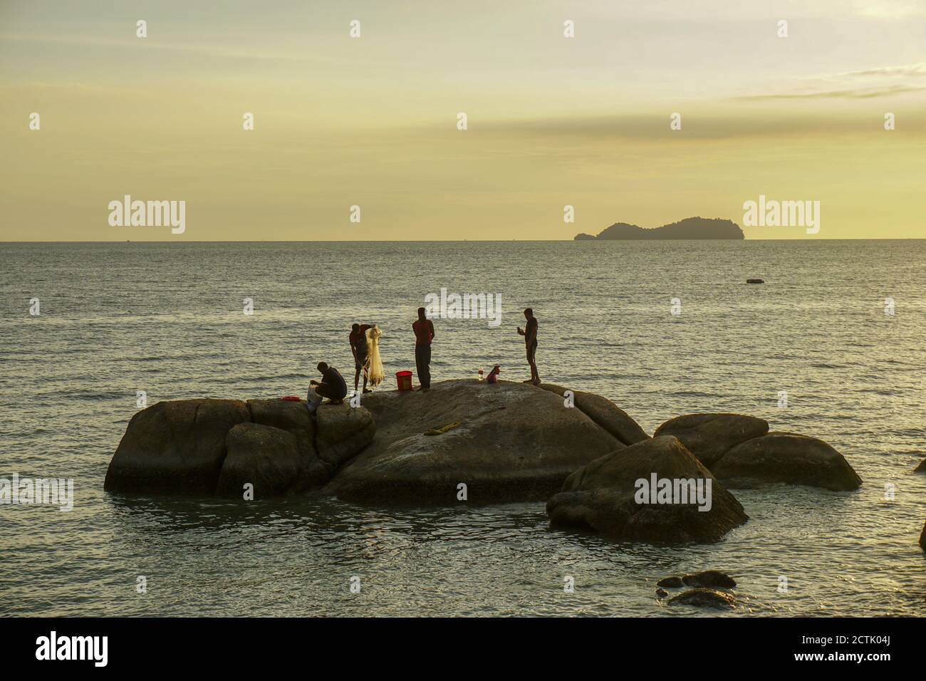 George Town, Penang/Malaysia - Feb 19 2017: Fisherman catch fish on the ...