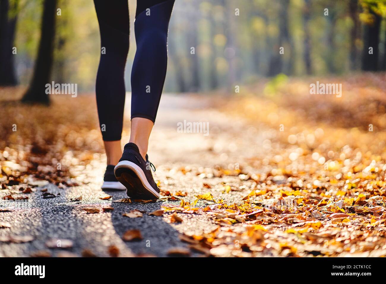 Woman running forest rear hi-res stock photography and images - Alamy