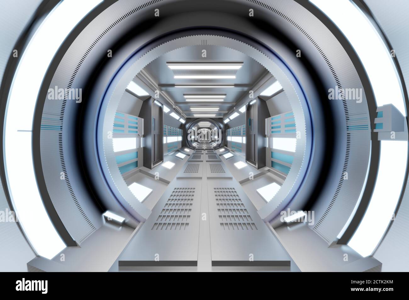 Diminishing perspective of illuminated spaceship Stock Photo - Alamy