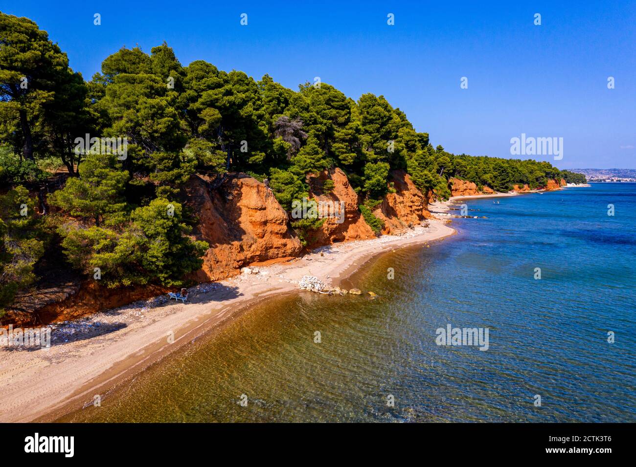 Greece, Sithonia, Aerial view of Metamorfosi Beach in summer Stock ...