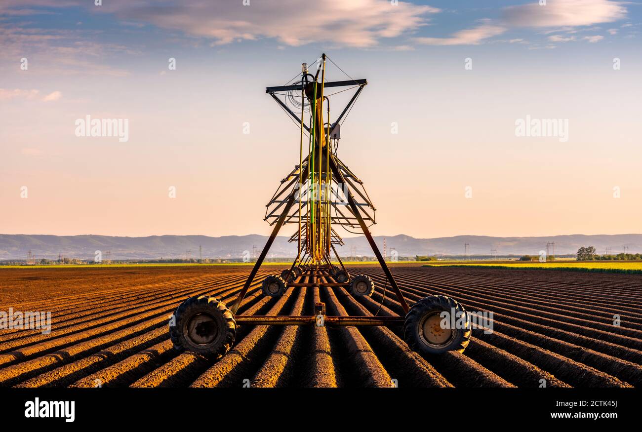 Sprinkler sunset on farm hi-res stock photography and images - Alamy