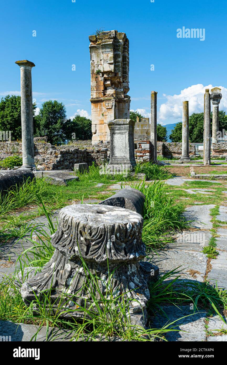 Greece, Eastern Macedonia and Thrace, Filippoi, Ancient ruins of ...