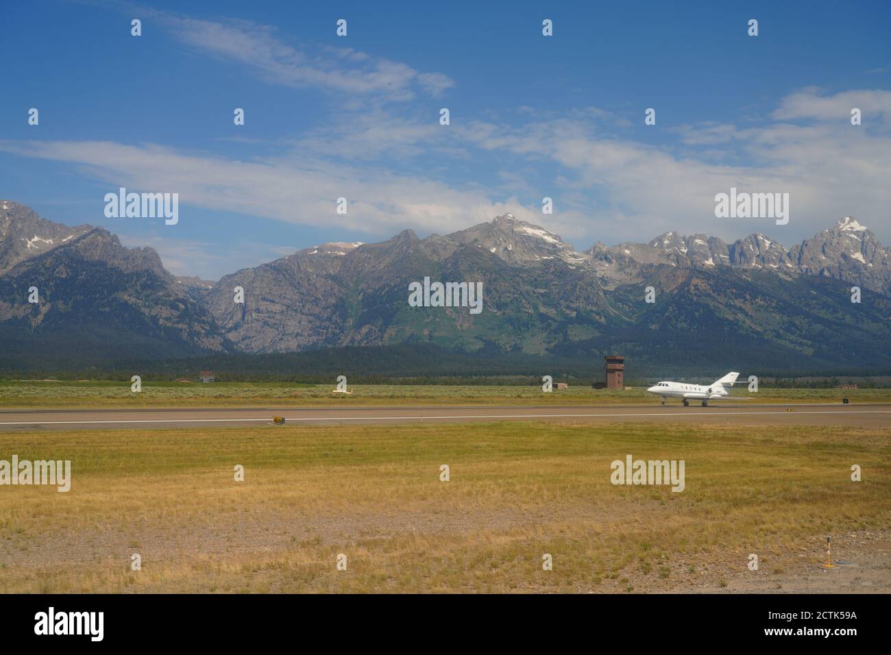 JACKSON HOLE, WY –1 AUG 2020- View of the air traffic control tower at ...