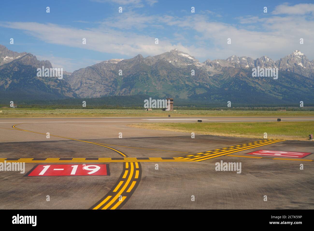JACKSON HOLE, WY –1 AUG 2020- View of the air traffic control tower at ...