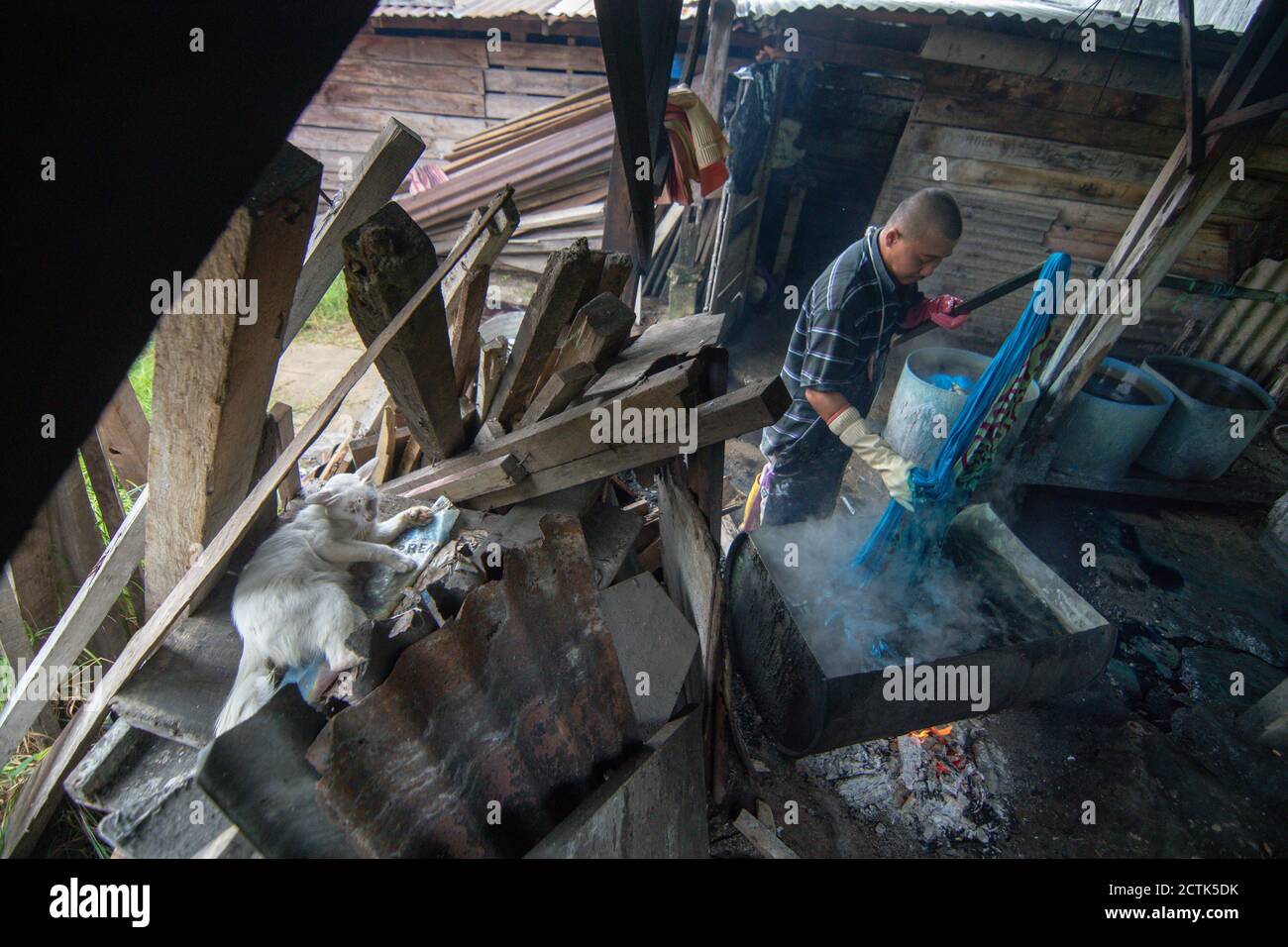 Kota Bahru, Kelantan/Malaysia - Jul 15 2017: Batik washing is one of ...