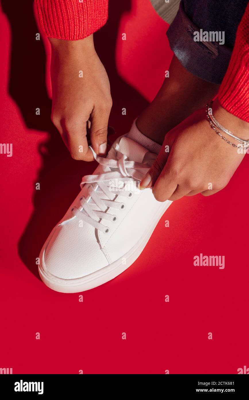 Tying up shoe lace hi-res stock photography and images - Alamy