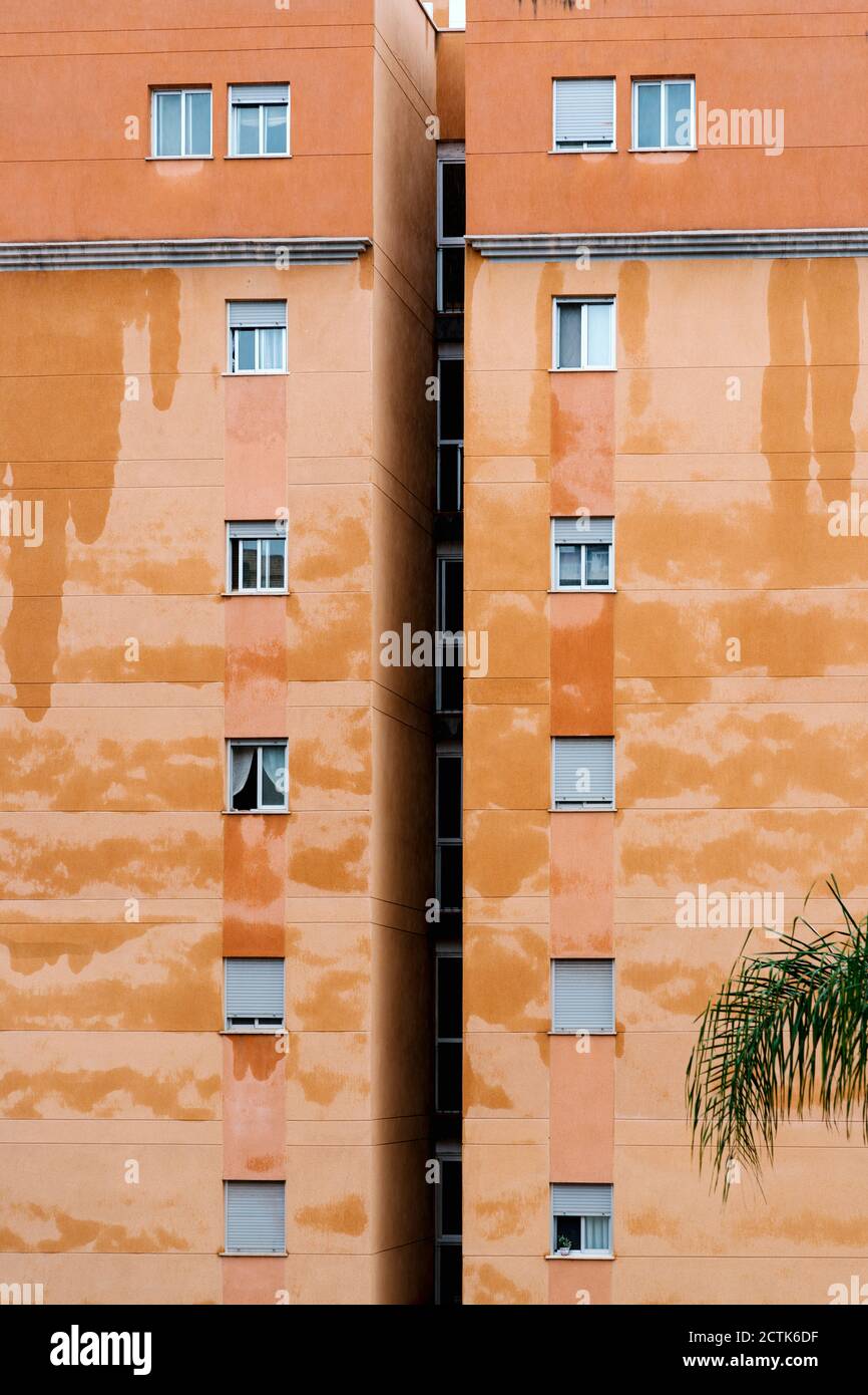 Facade of soaked building during rainy day Stock Photo - Alamy