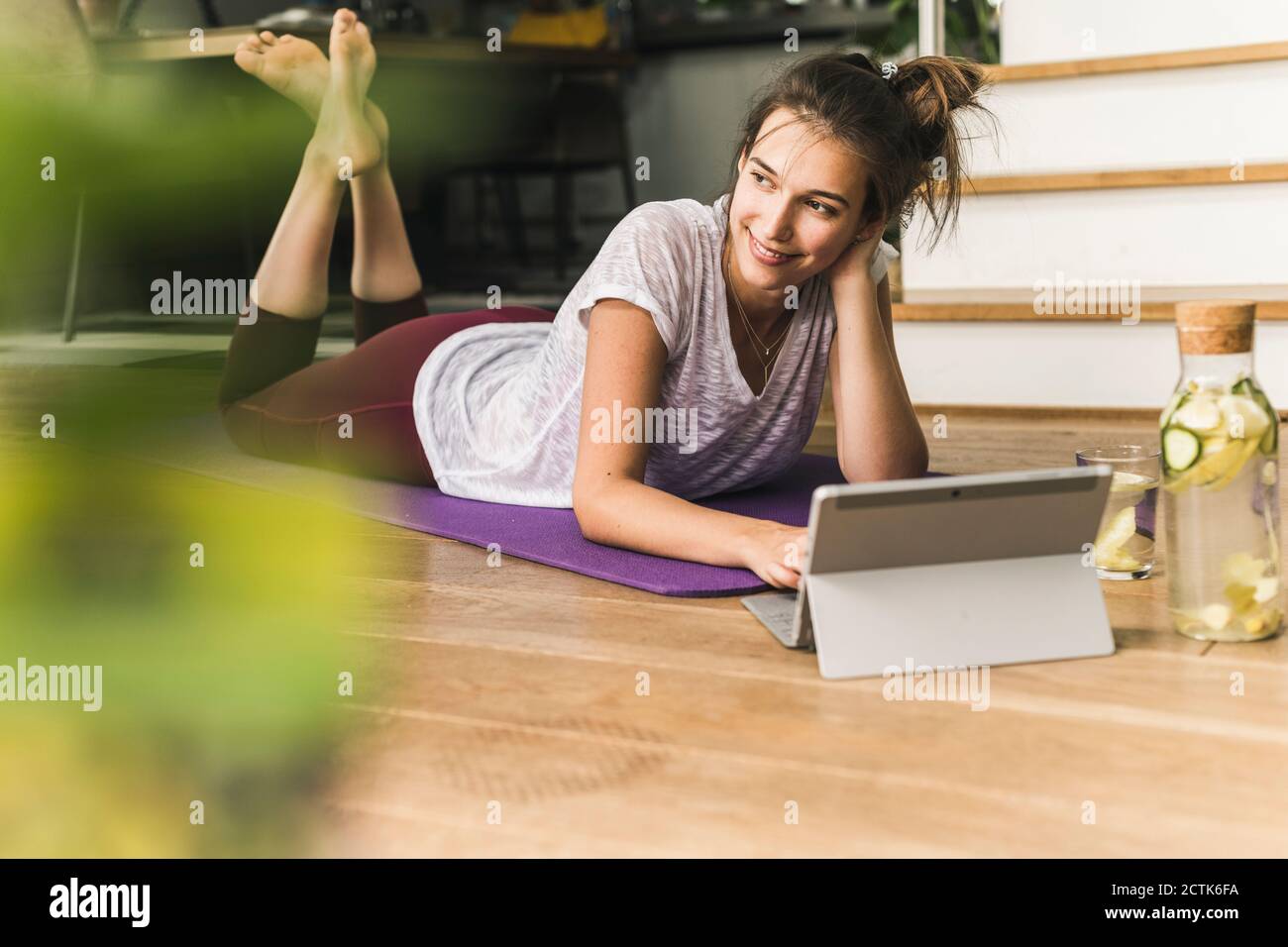 Exercising on mat person digital hi-res stock photography and images ...