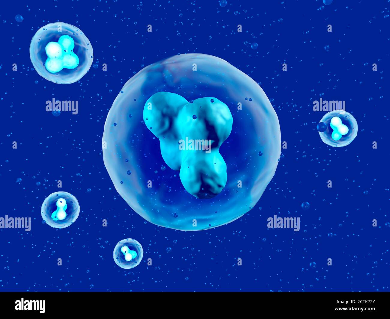 Three dimensional render of blue stem cells Stock Photo - Alamy