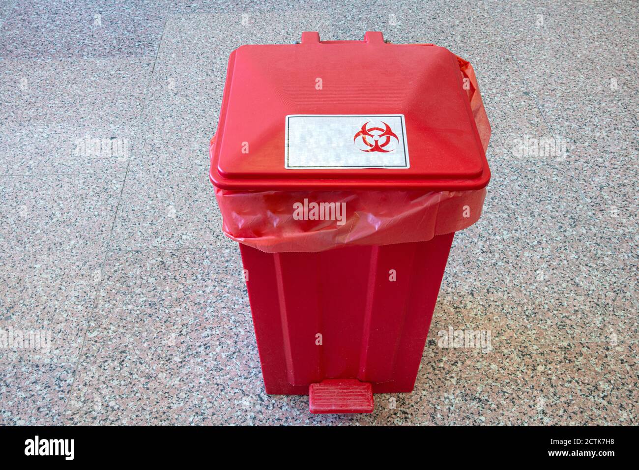 Medical waste bucket. Medical waste, laboratory used petri dishes and ...