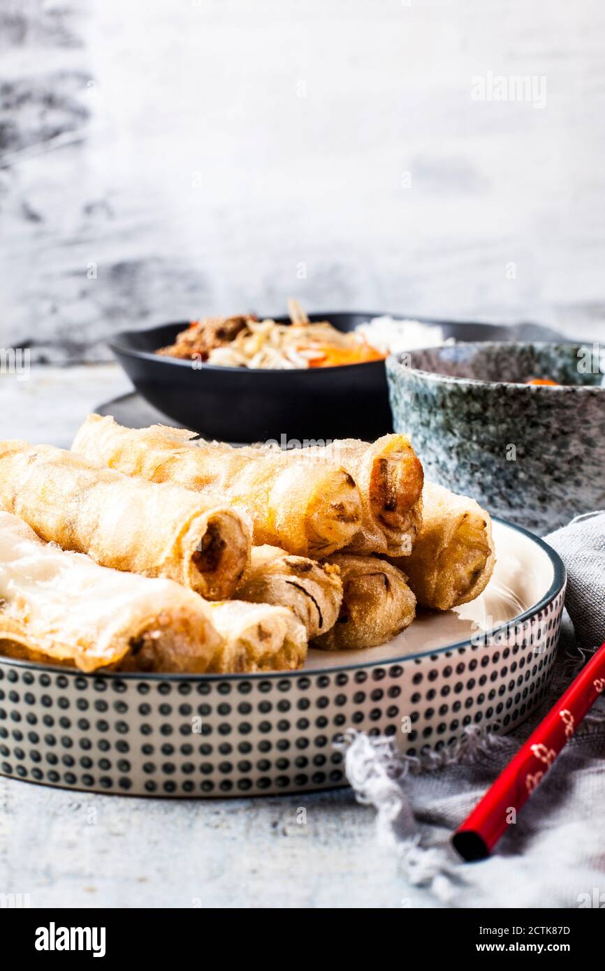 Homemade spring rolls Stock Photo - Alamy