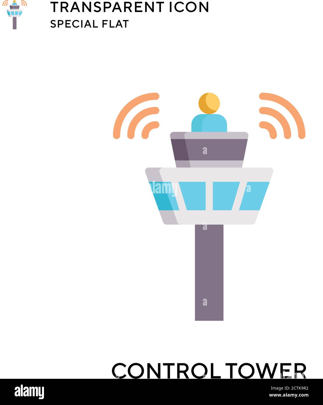 Control tower vector icon. Flat style illustration. EPS 10 vector Stock ...
