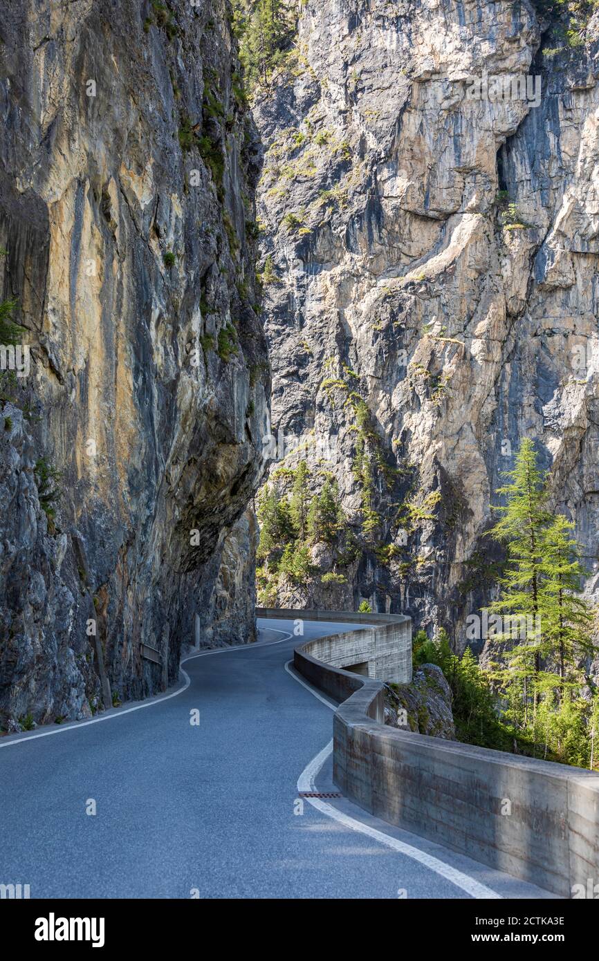 Switzerland, Canton of Grisons, Winding Albula Pass road Stock Photo ...
