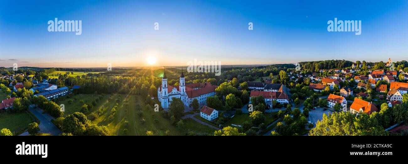 Irsee abbey against sky during sunrise, Augsburg, Germany Stock Photo ...