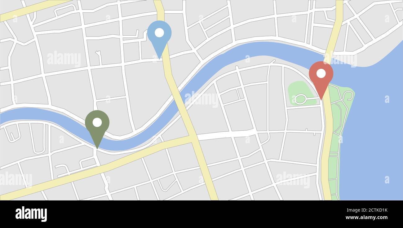 City map with some location tags Stock Vector Image & Art - Alamy