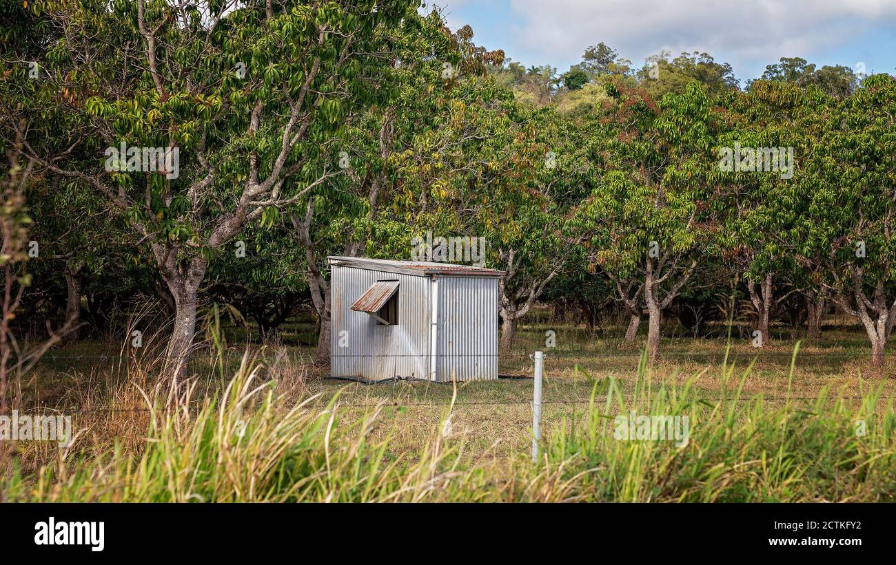 Small rural pump shed in a fruit tree plantation Stock Photo - Alamy