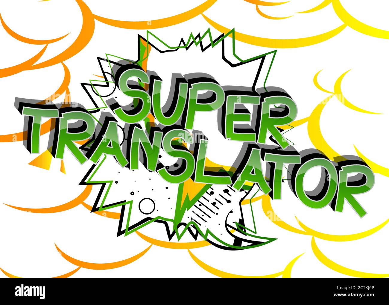 Super Translator Comic book style cartoon words on abstract comics ...