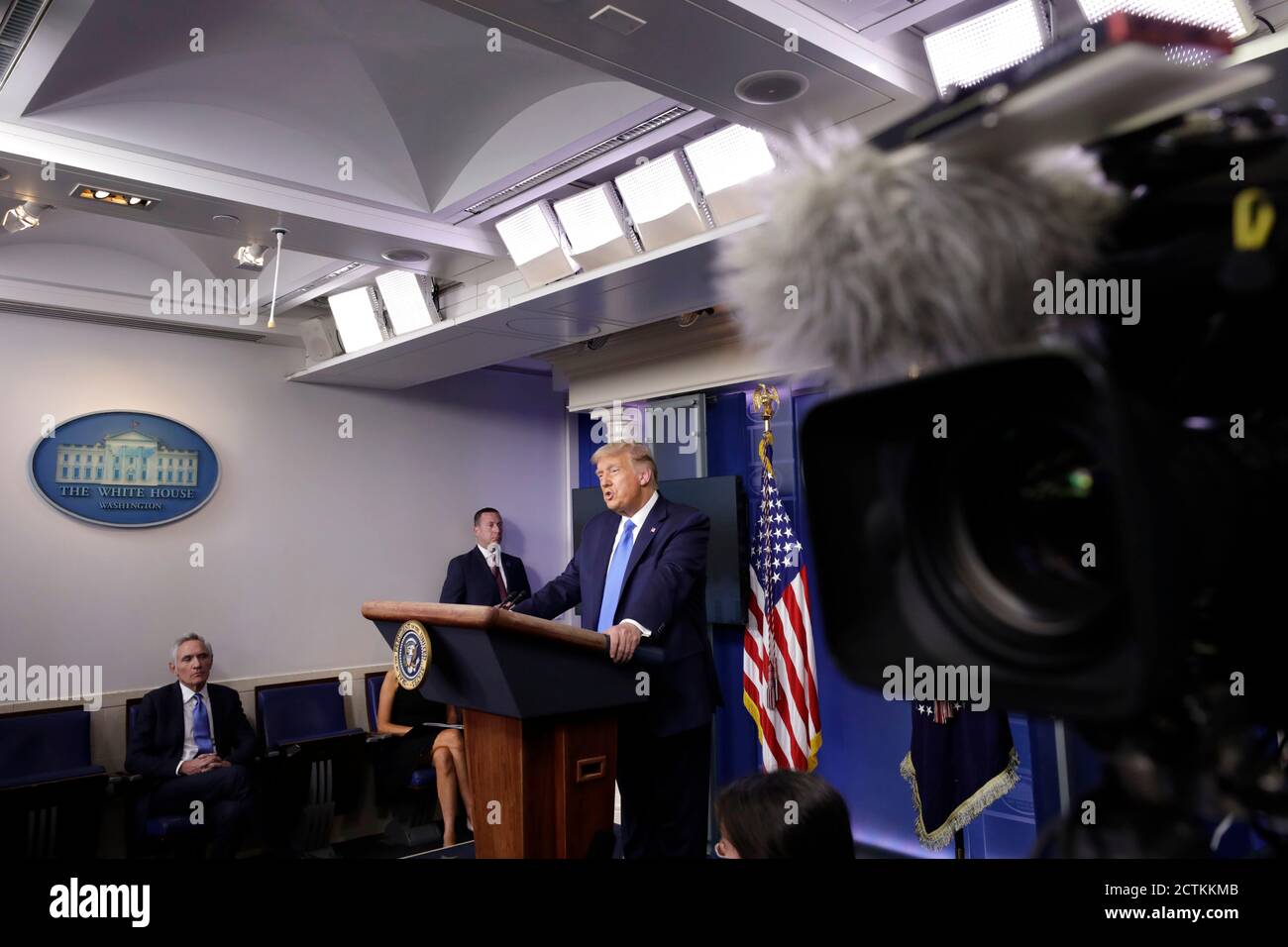 United States President Donald J. Trump speaks at a news conference in ...