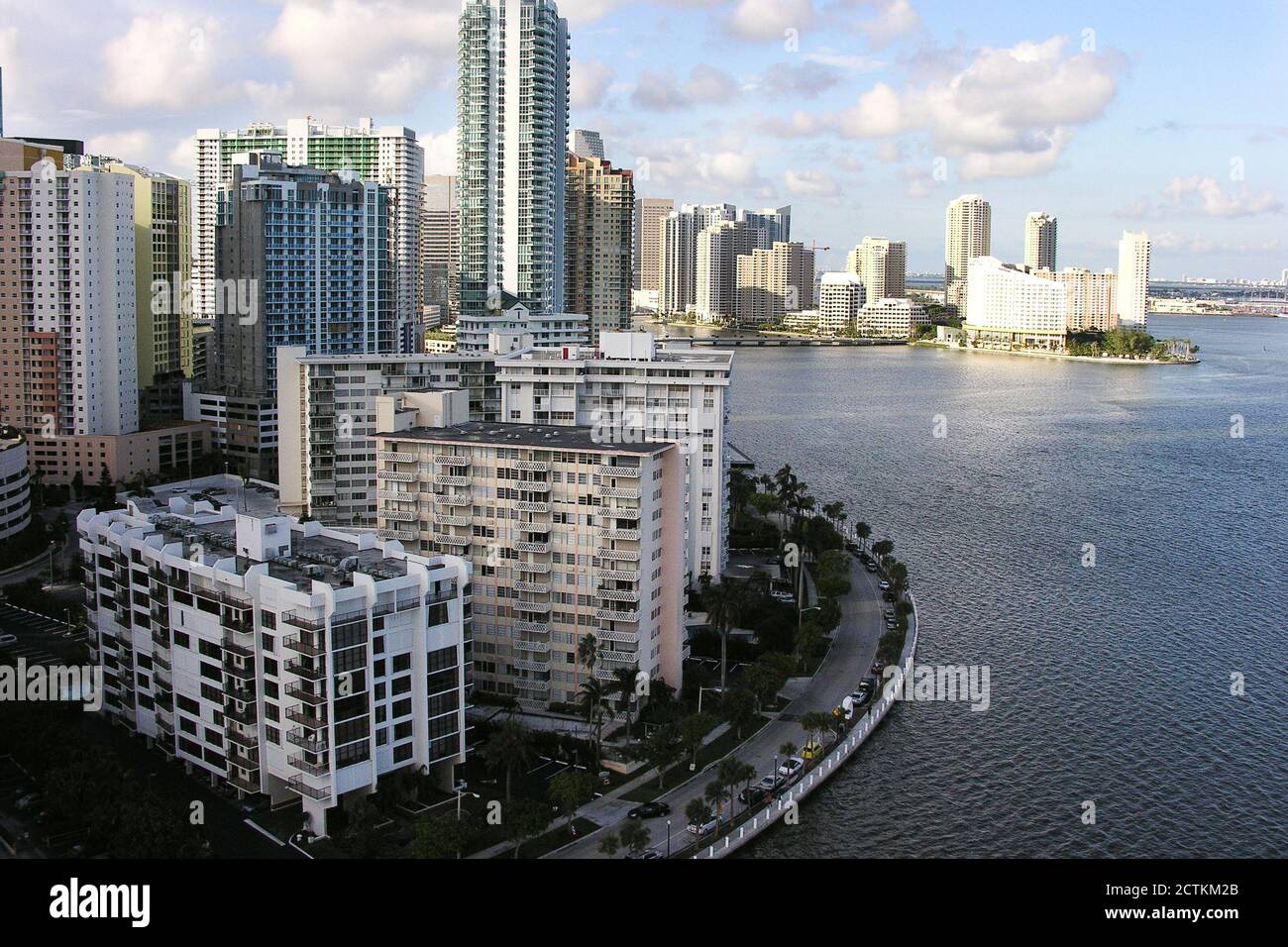 Archival 2005 aerial view of waterfront high rise condo and apartment ...