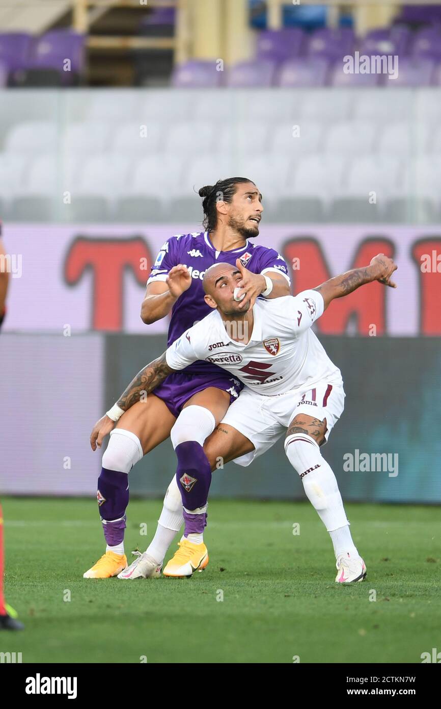 Simone Zaza (Torino)Jose Martin Caceres Silva (Fiorentina) during the ...