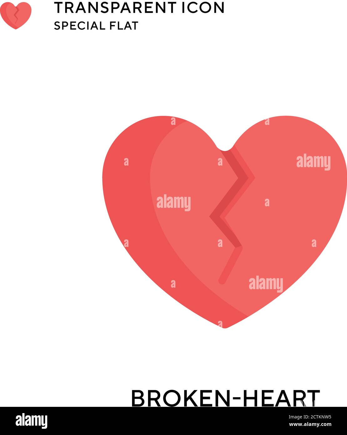Broken-heart vector icon. Flat style illustration. EPS 10 vector Stock ...