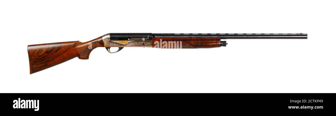 Modern hunting rifle isolated on white background Stock Photo - Alamy