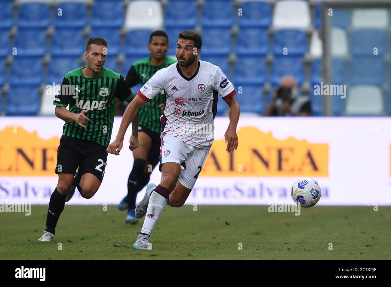 Paolo Farago (Cagliari)Lukas Haraslin (Sassuolo) during the Italian “ Serie A" match between ...
