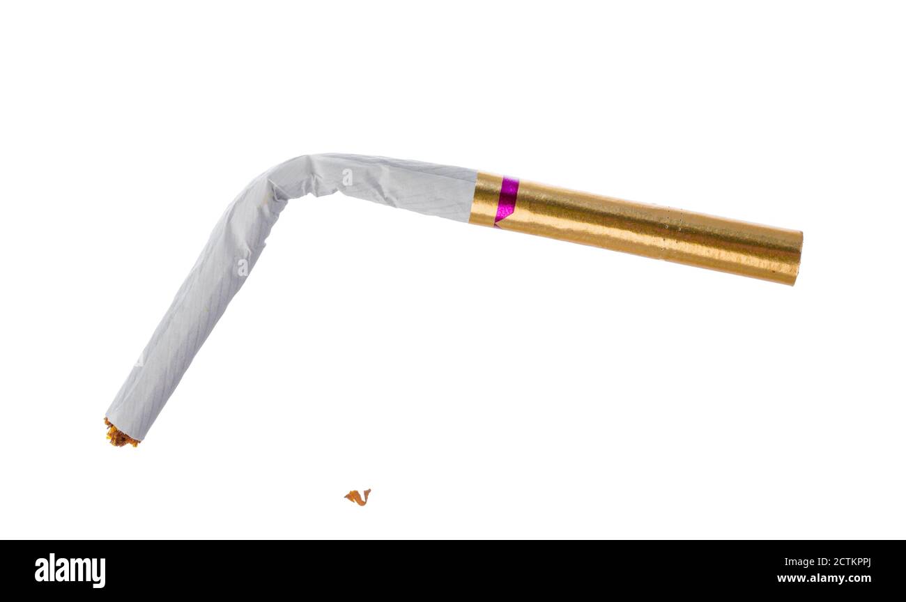 Damaged unlit cigarette isolated on white background Stock Photo - Alamy