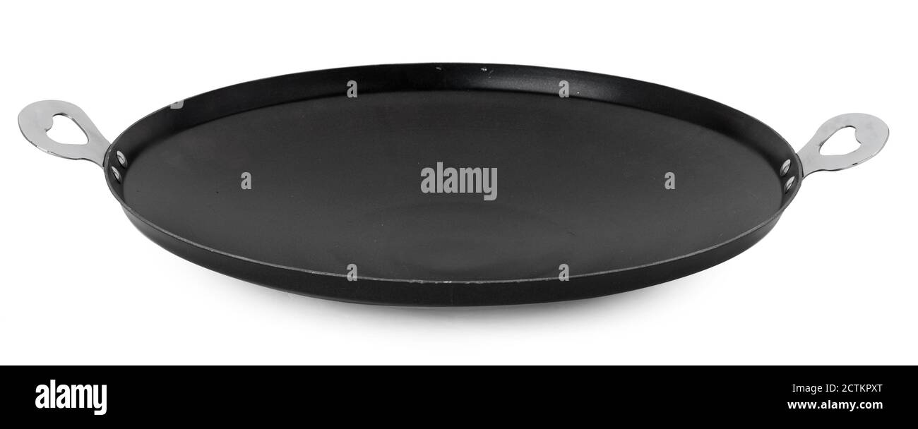 Metal serving dish isolated on white background Stock Photo - Alamy