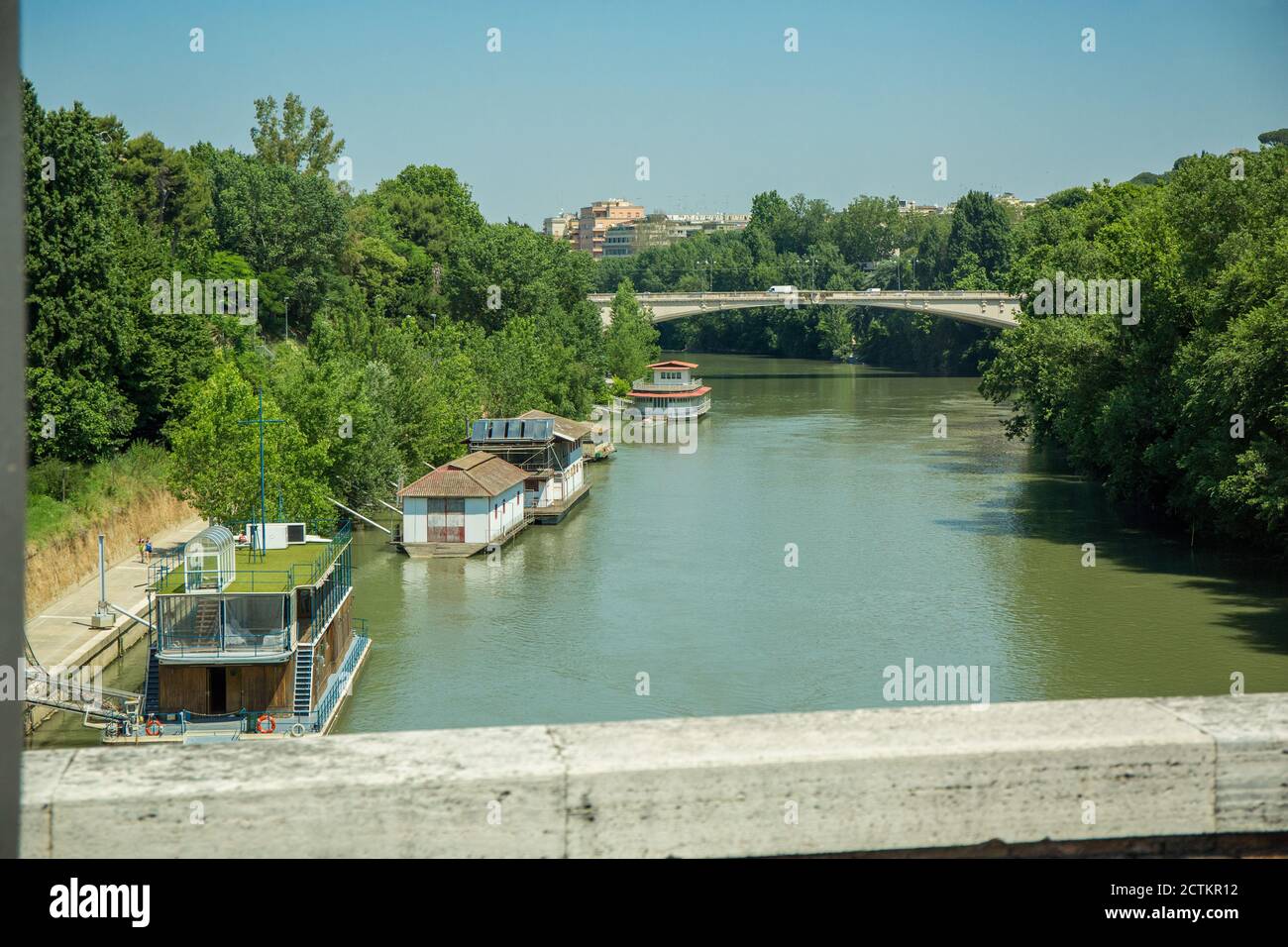 Rome, Lazio region, Italy. Tiber river from a bridge. (For editorial ...