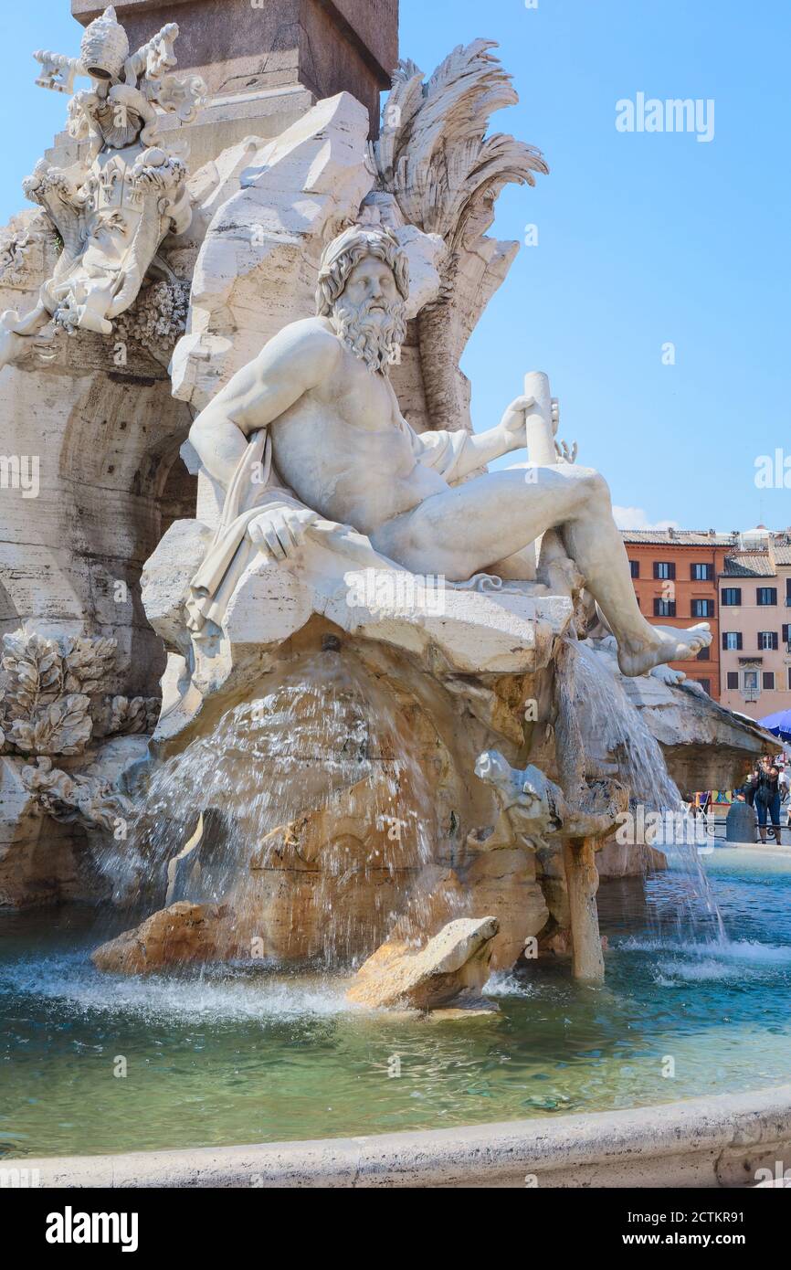 Rome, Lazio region, Italy. Fontana dei Quattro Fiumi (Fountain of the ... Rome, Lazio region, Italy. Fontana dei Quattro Fiumi (Fountain of the ...