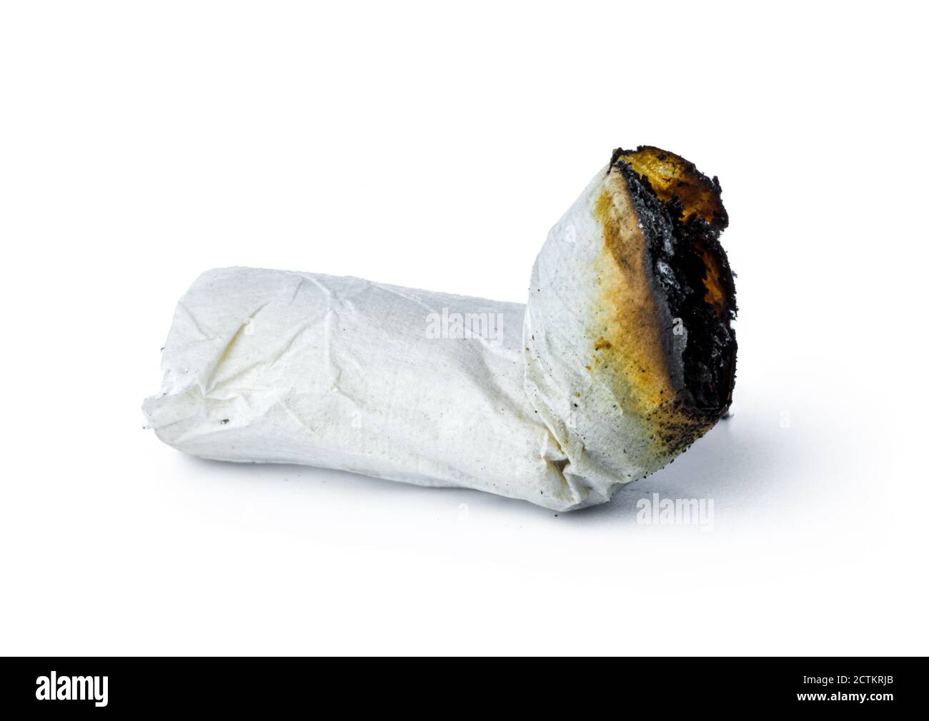 Extinguished butt of cigarette isolated on white Stock Photo - Alamy