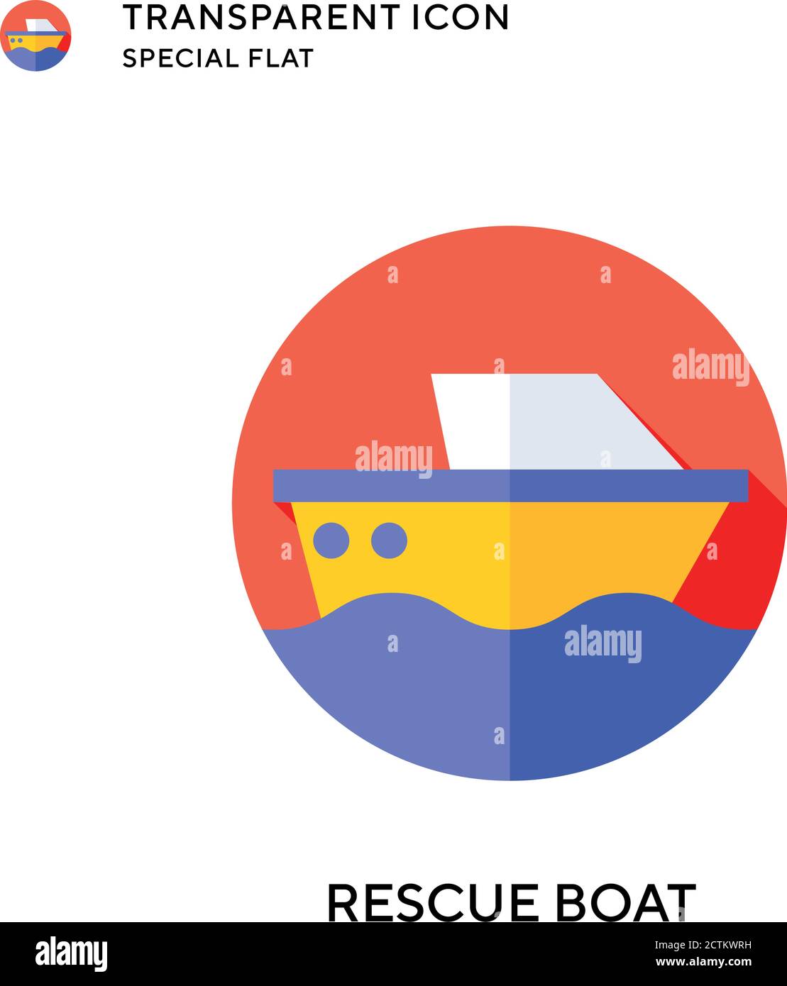 Rescue boat vector icon. Flat style illustration. EPS 10 vector Stock ...