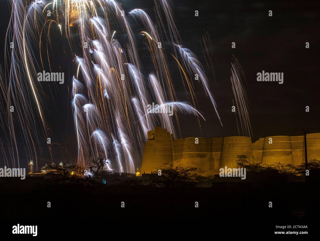 night landscape photography with stars and moon light of Pakistan Stock ...