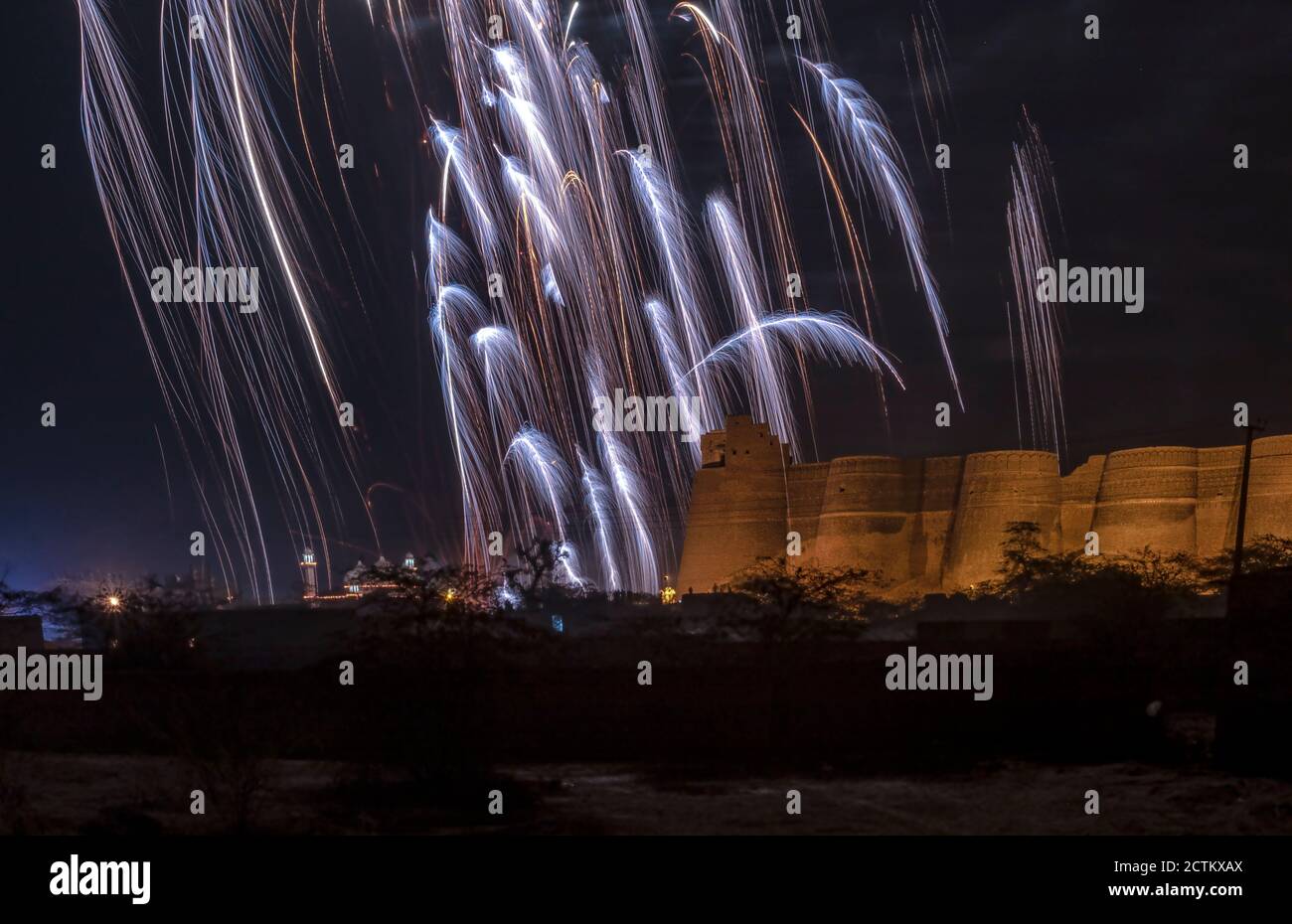 night landscape photography with stars and moon light of Pakistan Stock ...