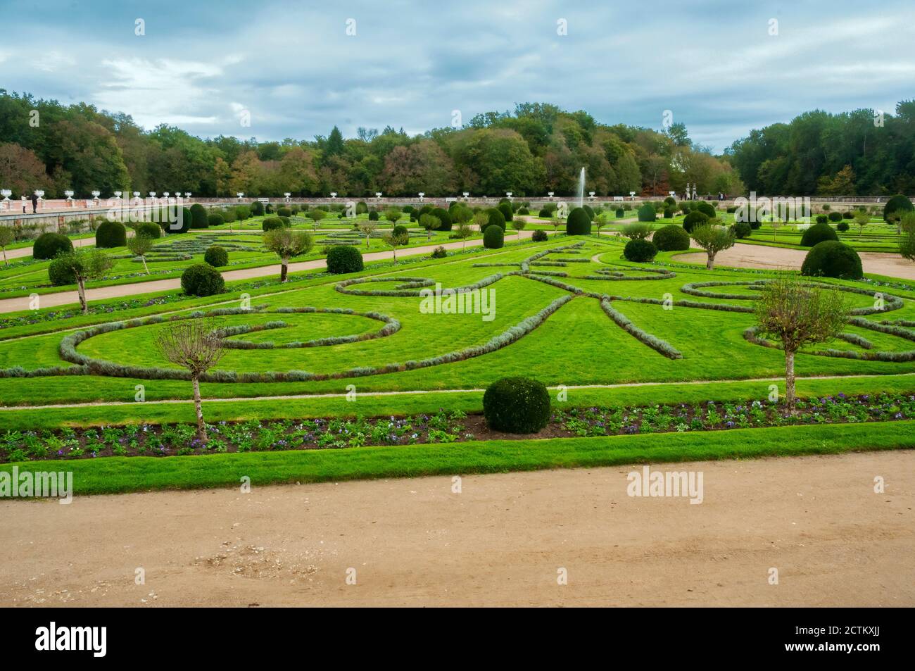 Chenonceau, France - November 01, 2013: A beautiful formal garden ...