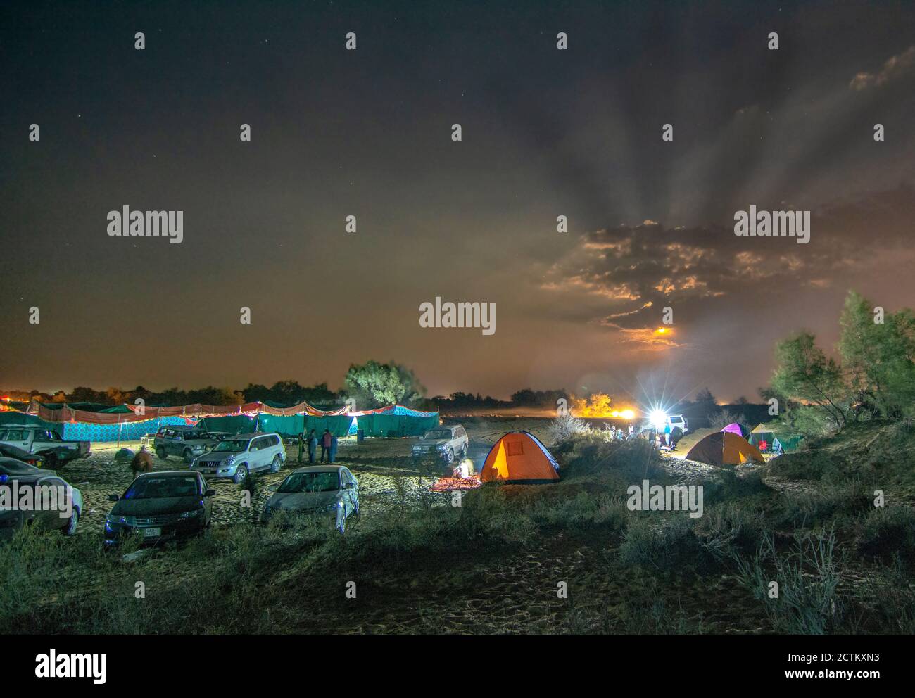 night landscape photography with stars and moon light of Pakistan Stock ...