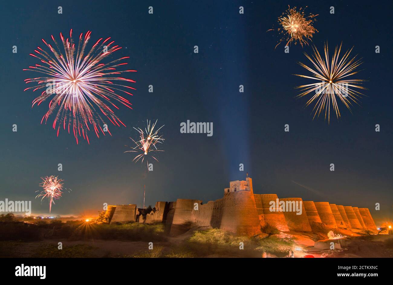 night landscape photography with stars and moon light of Pakistan Stock ...