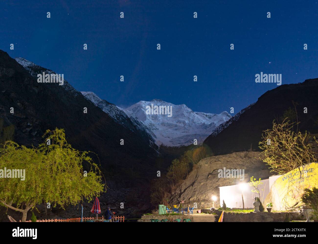 night landscape photography with stars and moon light of Pakistan Stock ...