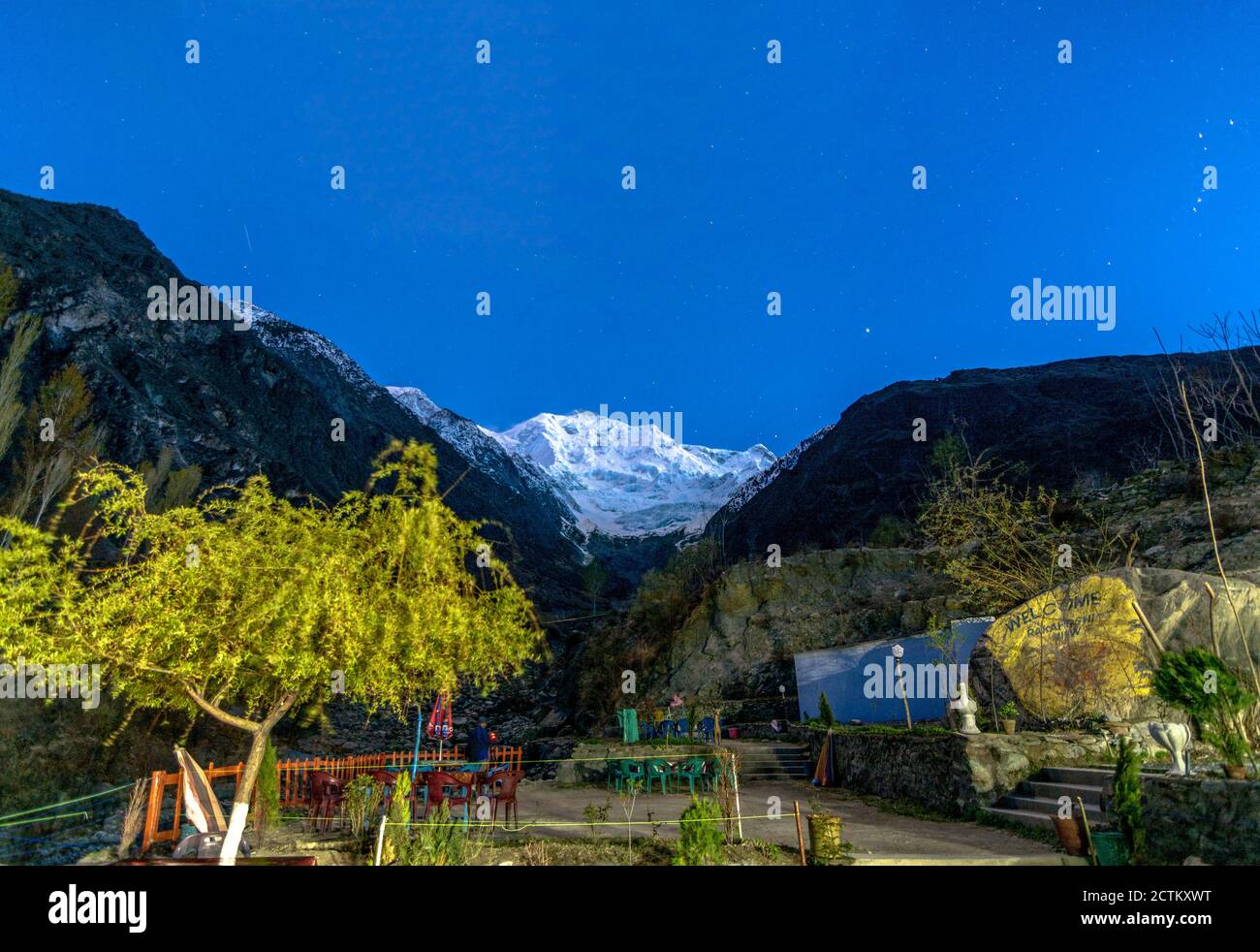 night landscape photography with stars and moon light of Pakistan Stock ...