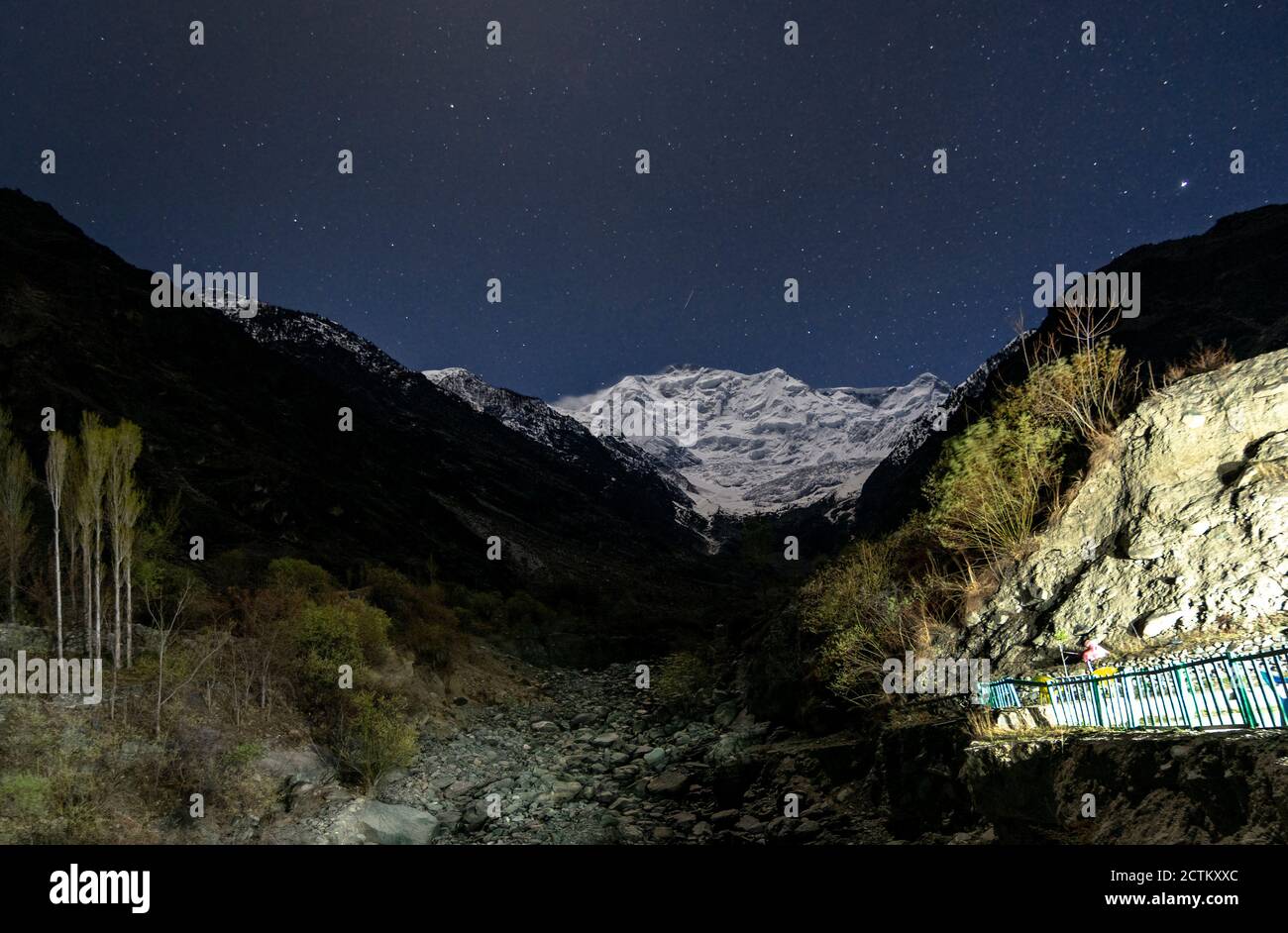 night landscape photography with stars and moon light of Pakistan Stock ...